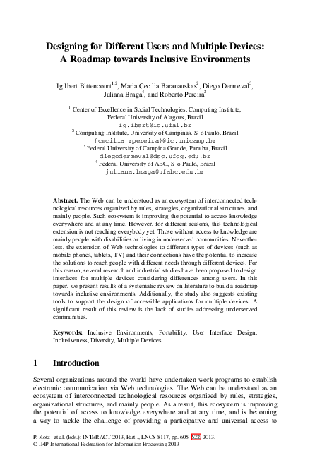 (PDF) Designing for Different Users and Multiple Devices: A Roadmap towards Inclusive Environments