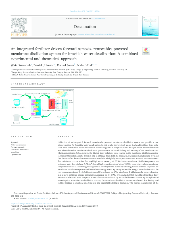 (PDF) An integrated fertilizer driven forward osmosis- renewables ...