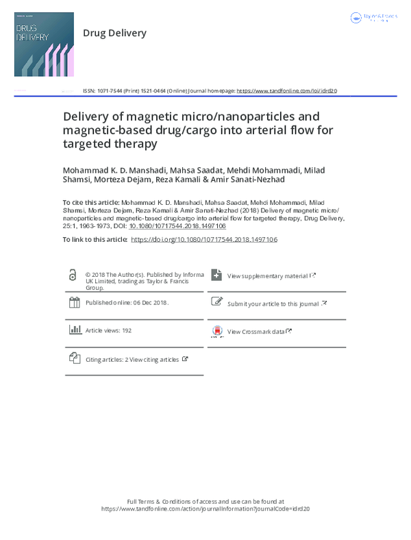 (PDF) Drug Delivery Delivery of magnetic micro/nanoparticles and ...