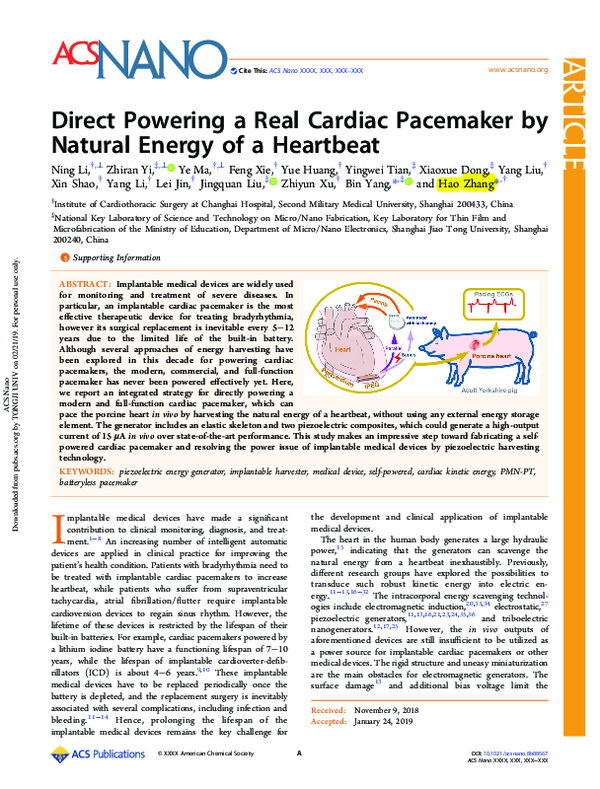(PDF) Direct Powering a Real Cardiac Pacemaker by Natural Energy of a ...