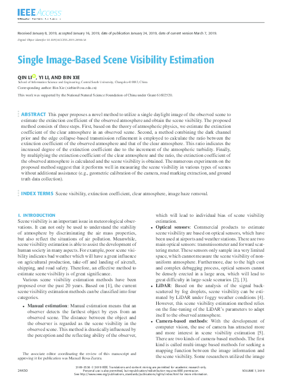 (PDF) Single Image-Based Scene Visibility Estimation