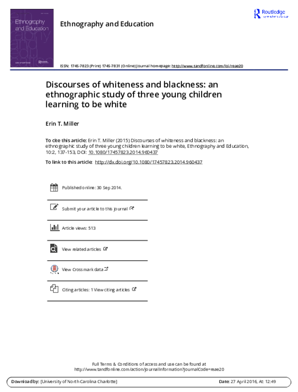 (PDF) Discourses of whiteness and blackness: an ethnographic study of ...