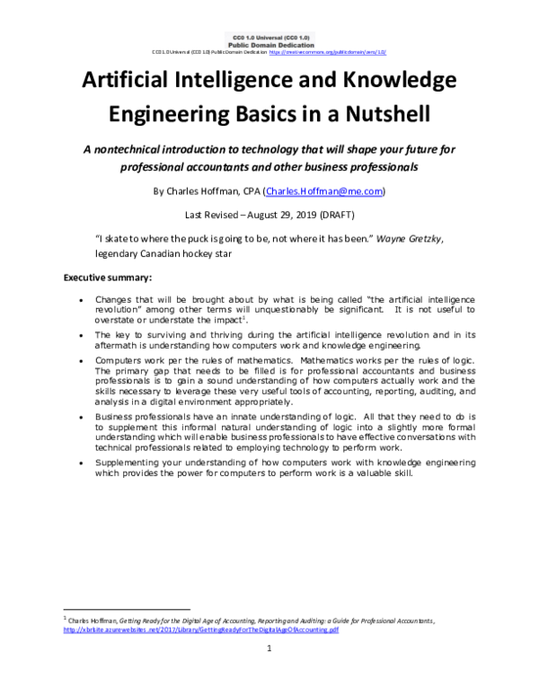 (PDF) Artificial Intelligence and Knowledge Engineering Basics in a Nutshell