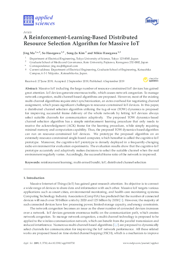 Pdf A Reinforcement Learning Based Distributed Resource Selection Algorithm For Massive Iot 2004