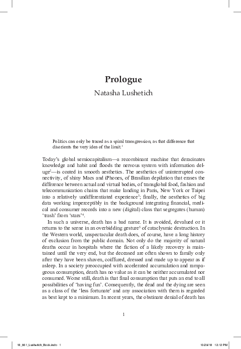 (PDF) The Aesthetics of Necropolitics Prologue