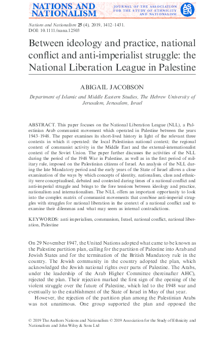 (PDF) Between ideology and practice, national conflict and anti ...