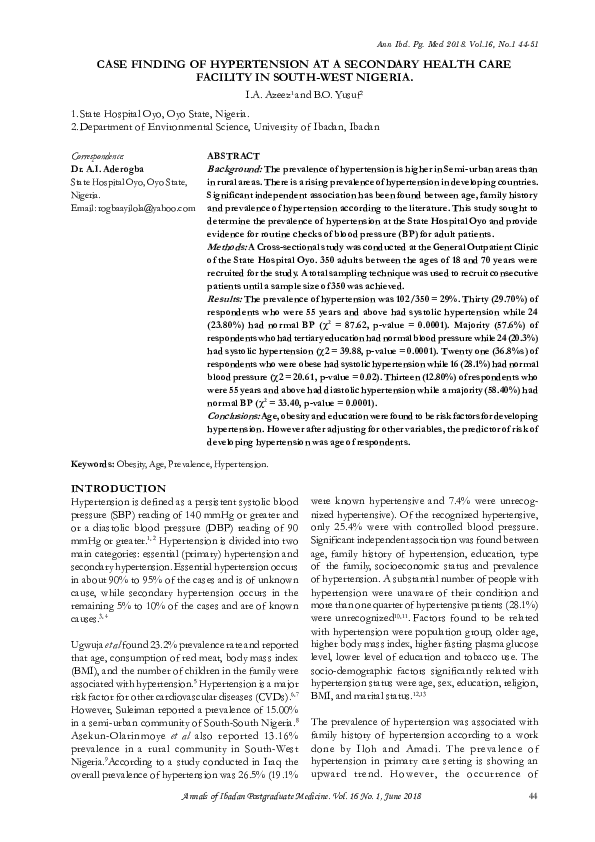 (PDF) CASE FINDING OF HYPERTENSION AT A SECONDARY HEALTH (1)