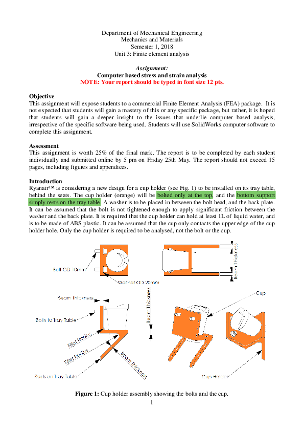 (PDF) FEA assignment 2018 draft