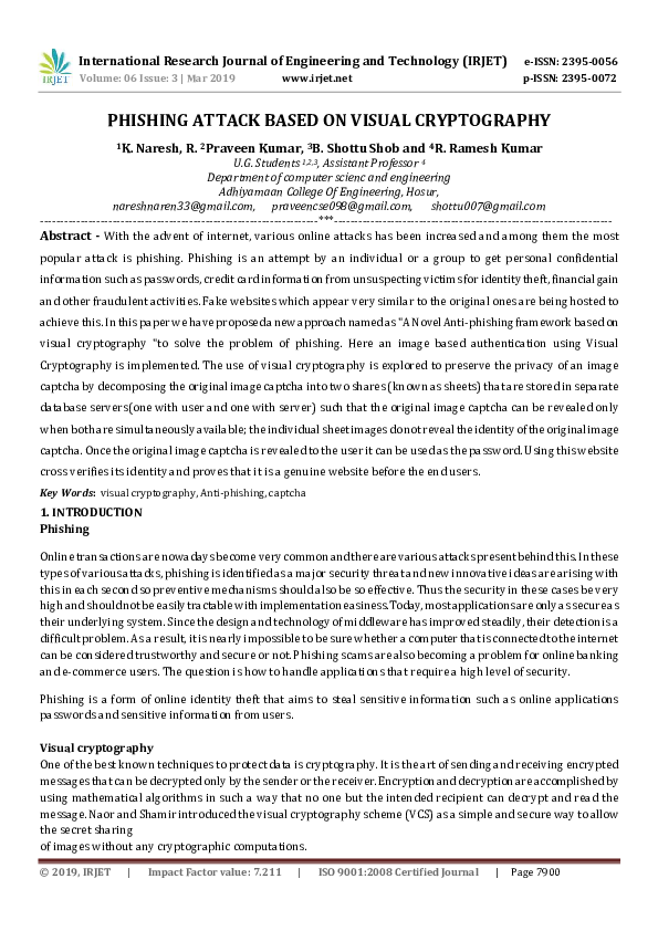 Pdf Irjet Phishing Attack Based On Visual Cryptography