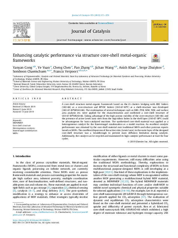 (PDF) Enhancing catalytic performance via structure core-shell metal ...
