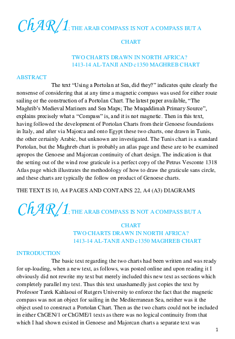 (DOC) Ch AR/1; The Arab compass is not a compass but a chart; two ...
