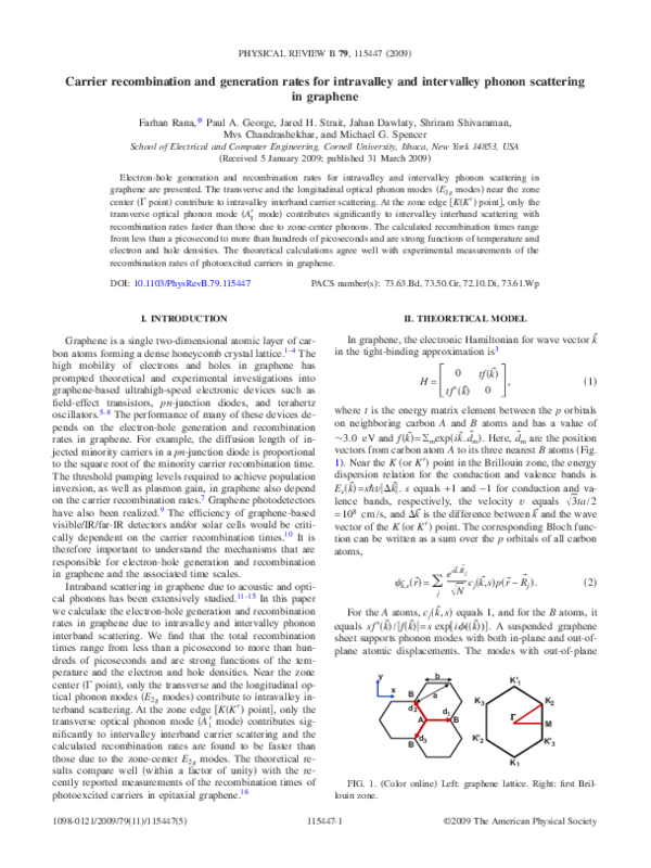 (PDF) Carrier recombination and generation rates for intravalley and ...