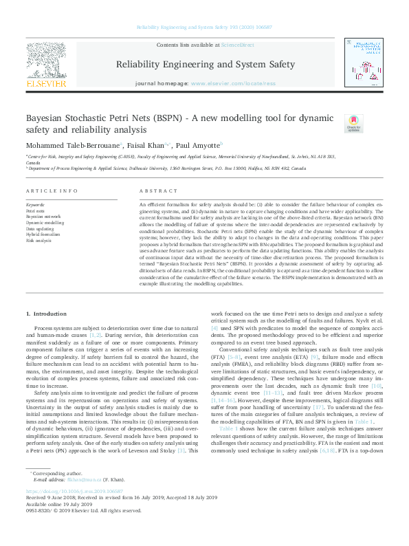 (PDF) Bayesian Stochastic Petri Nets (BSPN) - A new modelling tool for dynamic safety and ...