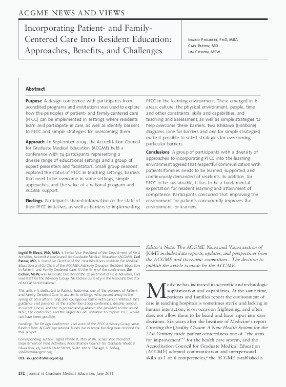(PDF) Incorporating Patient- and Family-Centered Care Into Resident ...