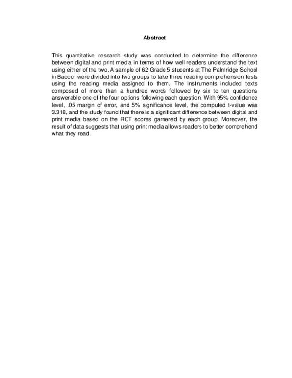 (PDF) Digital Versus Print: The Difference in Reading Comprehension ...