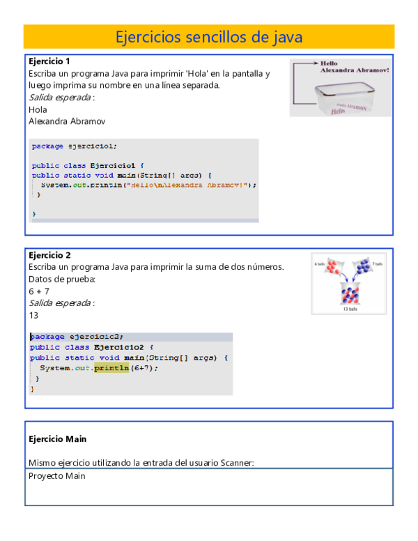 (PDF) Ejercicios sencillos de java