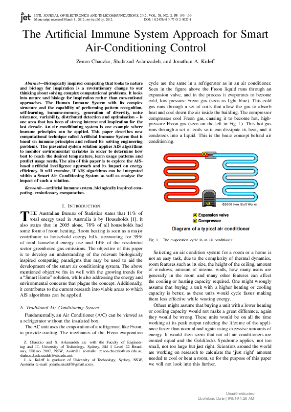 (PDF) The Artificial Immune System Approach for Smart Air-Conditioning ...