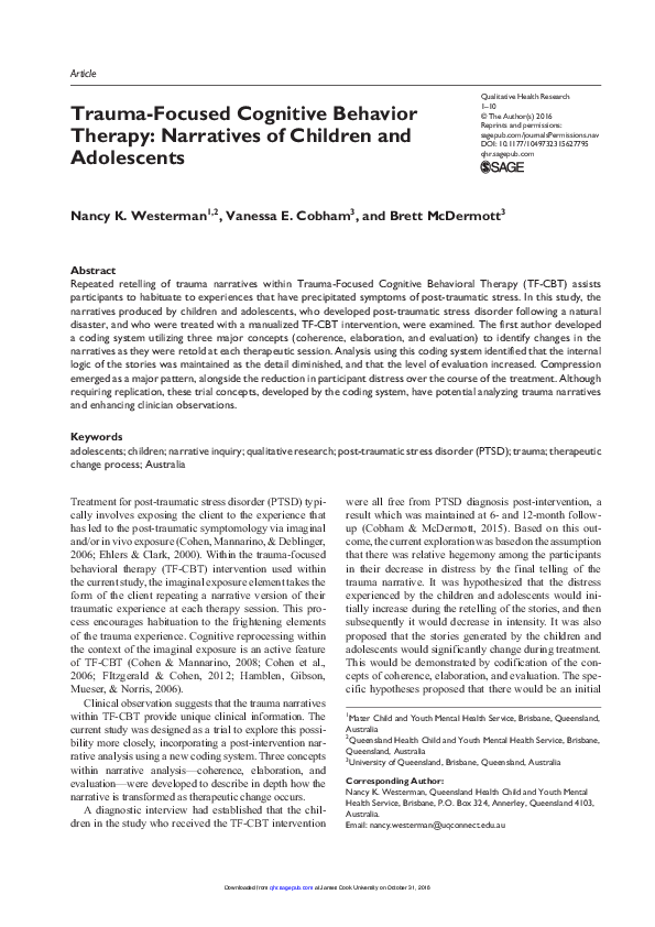 (PDF) Trauma Focused CBT narrative analysis