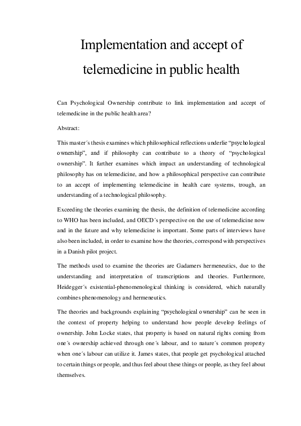 (PDF) Implementation and accept of telemedicine in public health