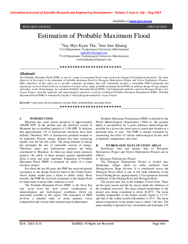 (PDF) Estimation of Probable Maximum Flood