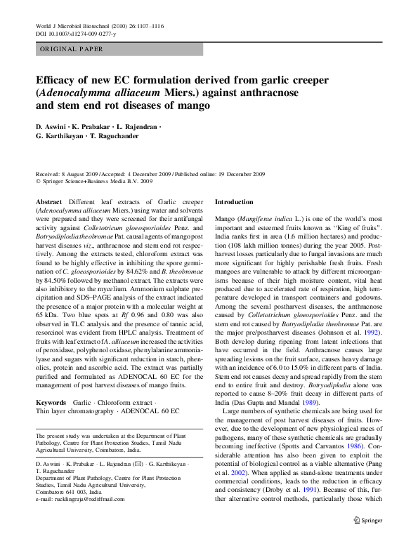 (PDF) Efficacy of new EC formulation derived from garlic creeper ...