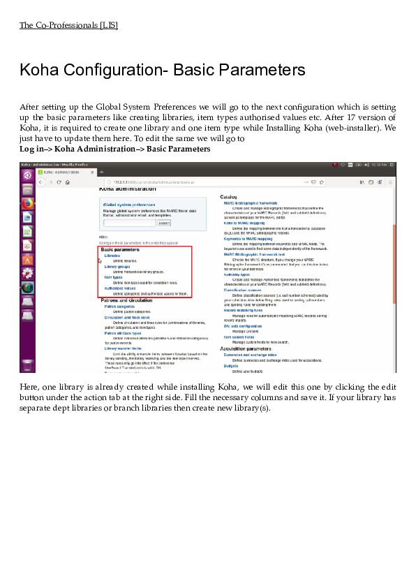 (PDF) Koha Configuration - Basic Parameters