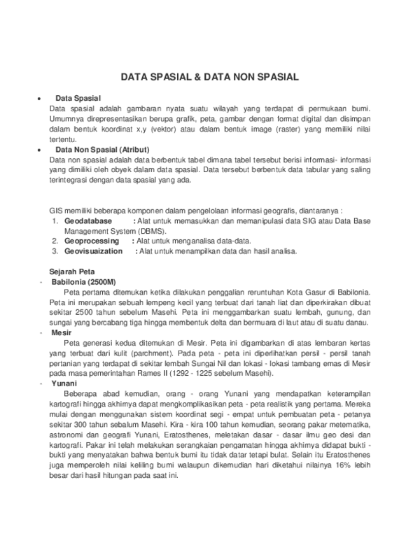 (DOC) DATA SPASIAL & NON SPASIAL