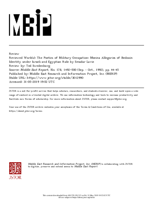 (PDF) Middle East Report (MERIP), No. 178, 1492+500 (Sep. - Oct., 1992 ...