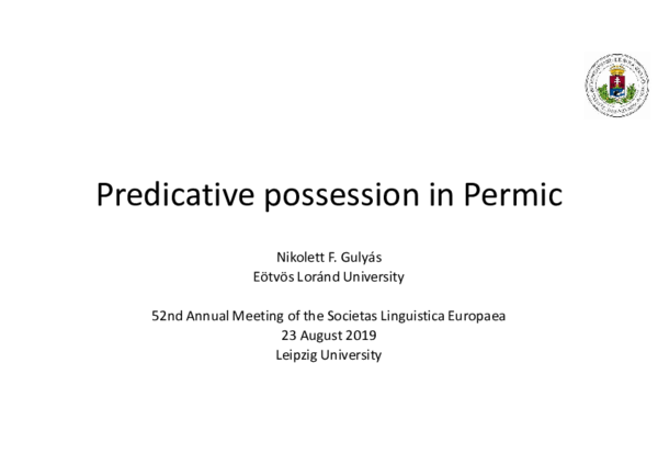 (PDF) Predicative possession in Permic