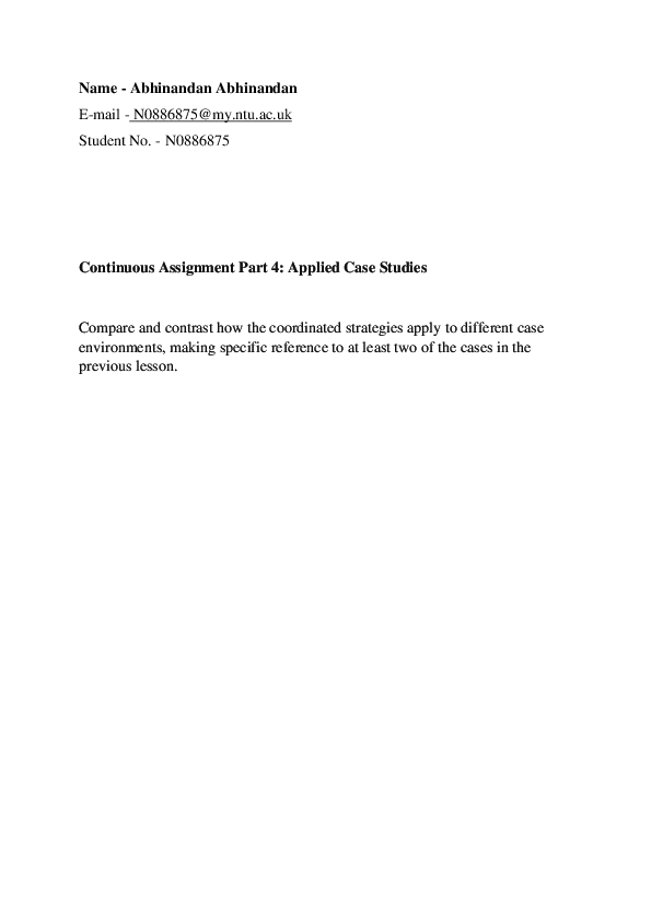 (DOC) Continuous Assignment Part 4: Applied Case Studies