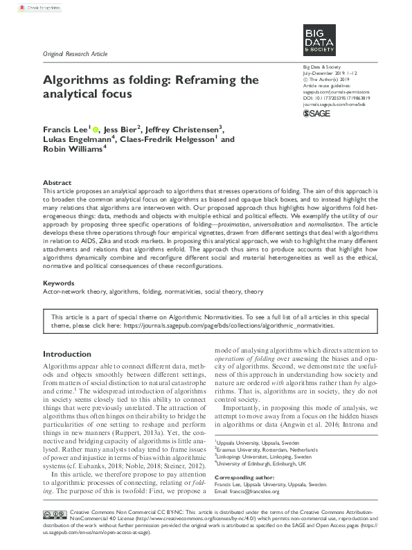 (PDF) Algorithms as folding: Reframing the analytical focus