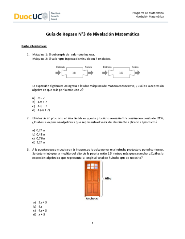 Pdf Programa De Matemática Nivelación Matemática Guía De Repaso N°3