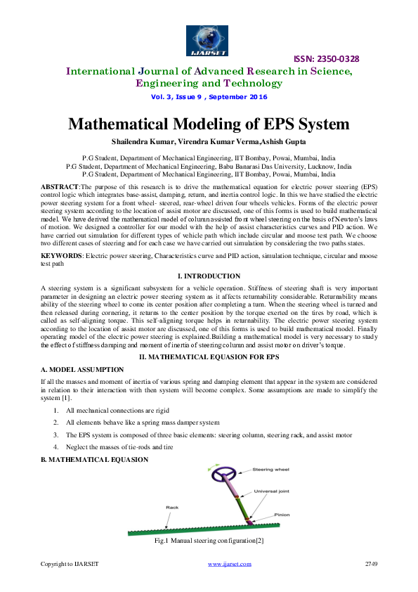(PDF) Mathematical Modeling of EPS System