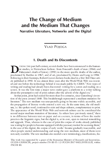 (PDF) The Change of Medium and the Medium That Changes: Narrative ...