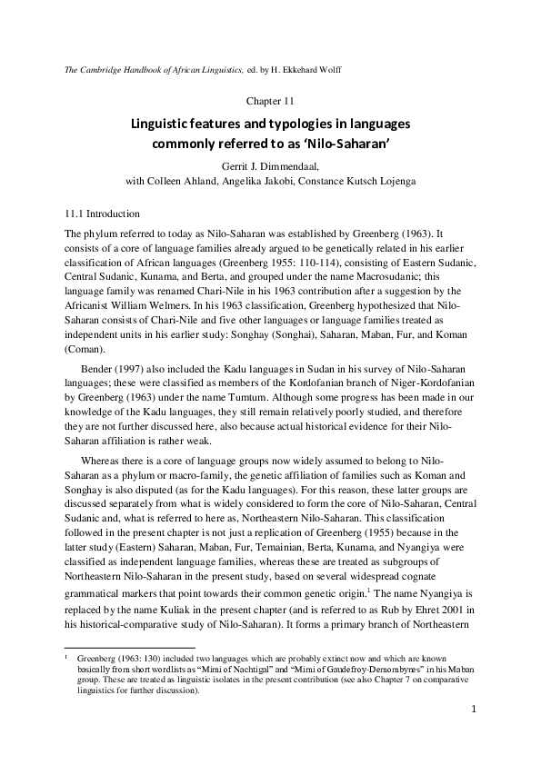 (PDF) Linguistic features and typologies in languages commonly referred ...