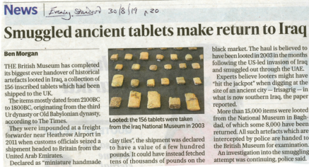 (PDF) Smuggled ancient tablets make return to Iraq