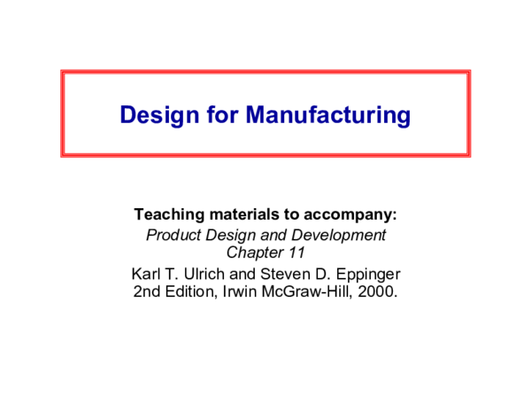 (PDF) Design for Manufacturing Product Design and Development