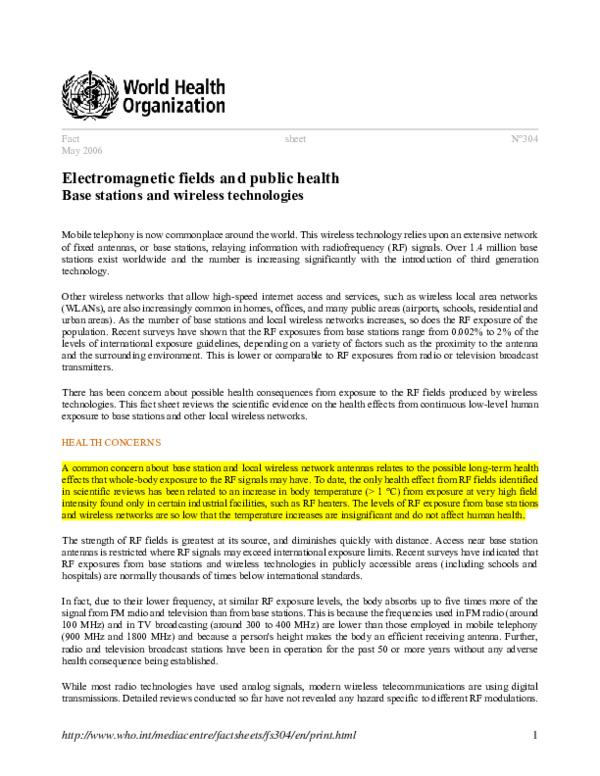 (PDF) Electromagnetic fields and public health Base stations and ...