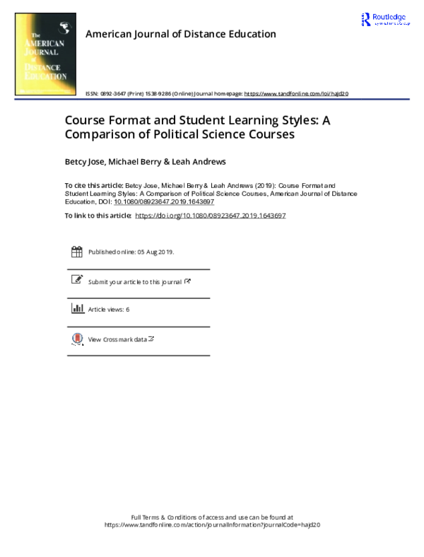 (PDF) Course Format and Student Learning Styles: A Comparison of ...