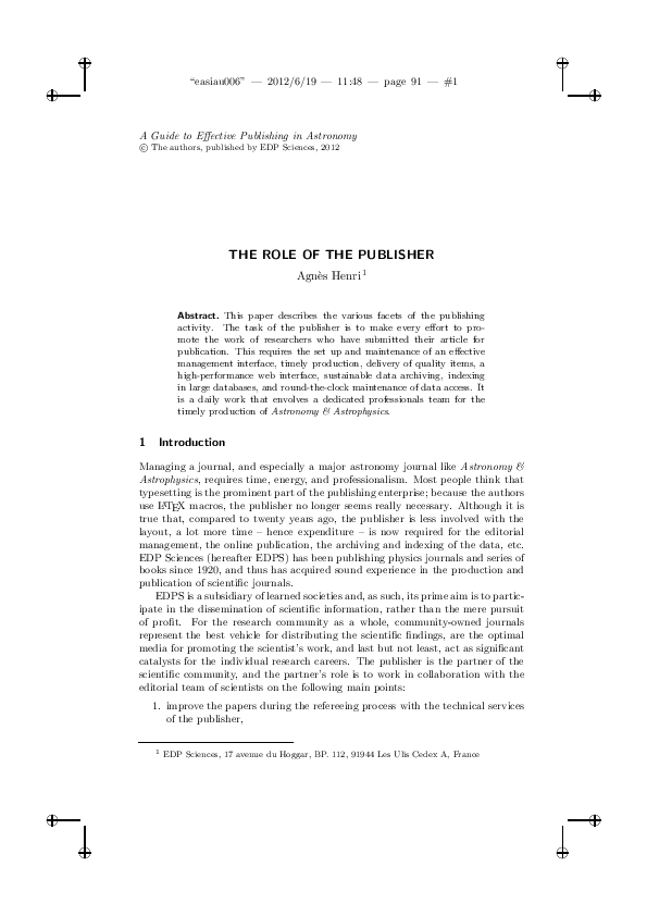 (PDF) THE ROLE OF THE PUBLISHER