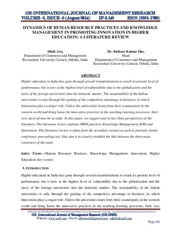 (PDF) DYNAMICS OF HUMAN RESOURCE PRACTICES AND KNOWLEDGE MANAGEMENT IN ...