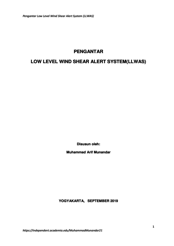 (PDF) Pengantar Low Level Windshear Alert System (LLWAS)
