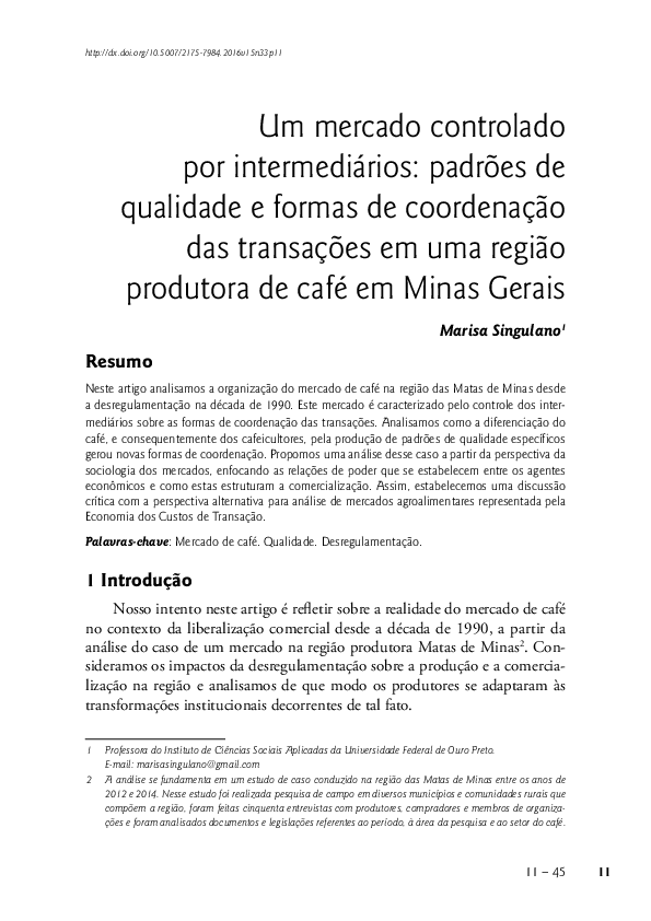 (PDF) Um mercado controlado por intermediários: padrões de qualidade e ...