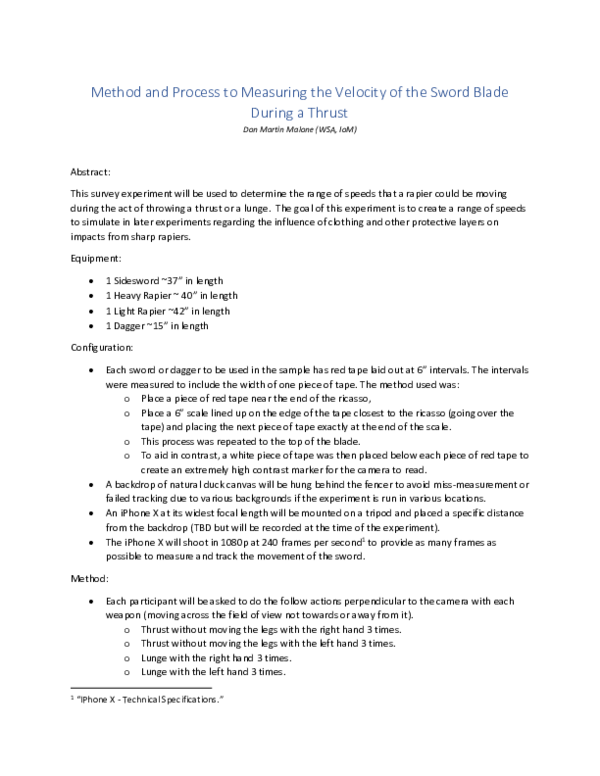 (DOC) Method and Process to Measuring the Velocity of the Sword Blade ...