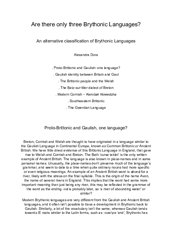 (PDF) Are there only three Brythonic Languages? An alternative ...