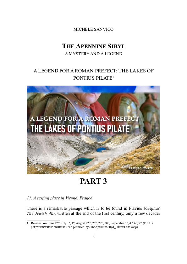 (PDF) A LEGEND FOR A ROMAN PREFECT: THE LAKES OF PONTIUS PILATE (PART 3)
