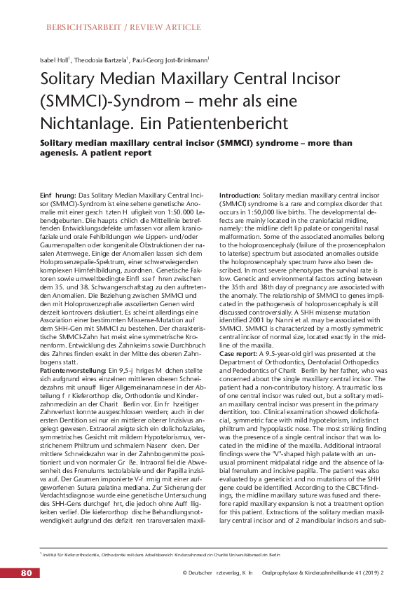 (PDF) Solitary Median Maxillary Central Incisor (SMMCI)-Syndrom-mehr ...
