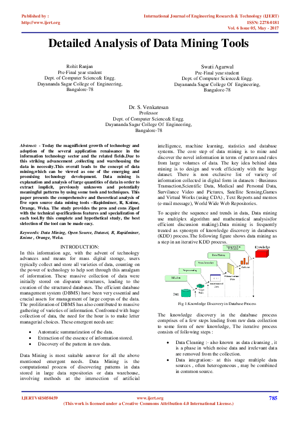(PDF) IJERT-Detailed Analysis of Data Mining Tools