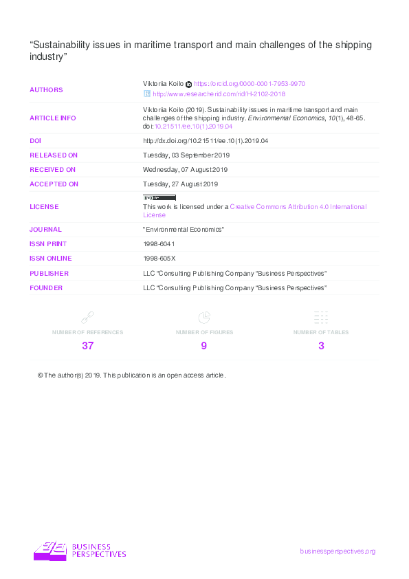 (PDF) Sustainability issues in maritime transport and main challenges ...