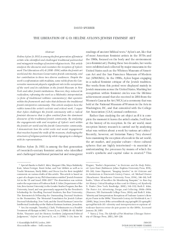 (PDF) “‘The Liberation of G-d’: Helène Aylon's Jewish Feminist Art ...